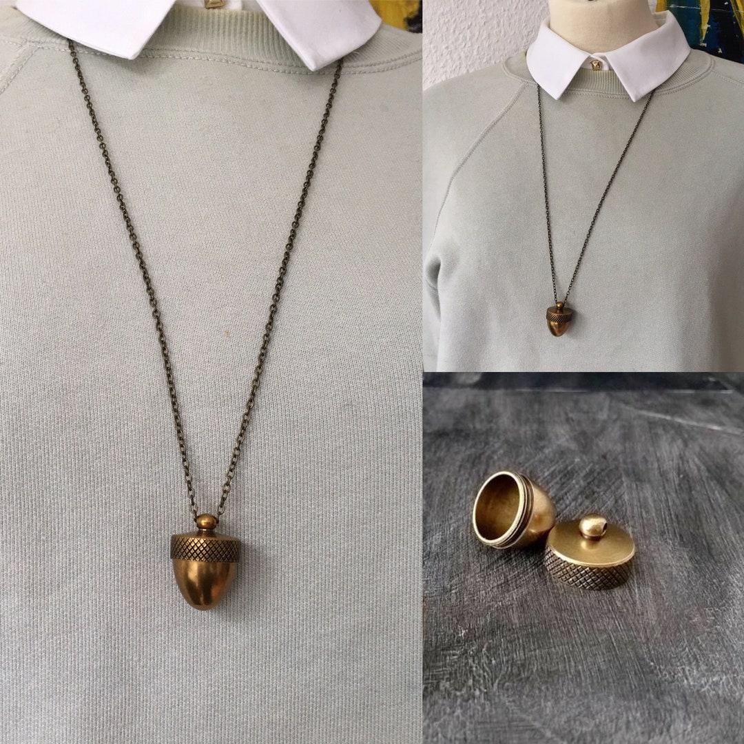 Acorn Canister Locket,cremation Ashes Stash Necklace, Solid Brass ...
