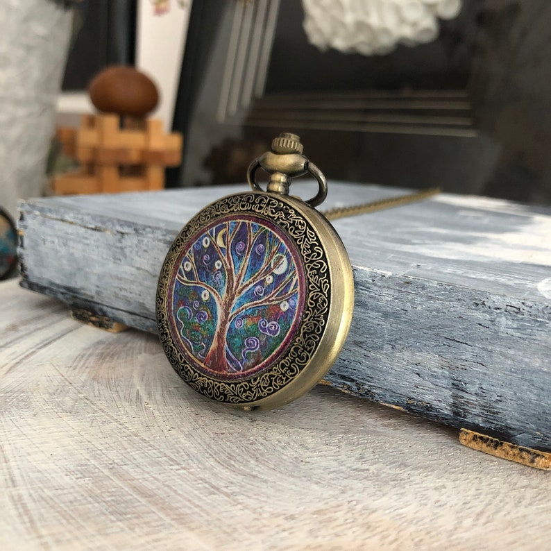 Pocket Watch Tree of Lifewatchgreen Treereligionwedding - Etsy