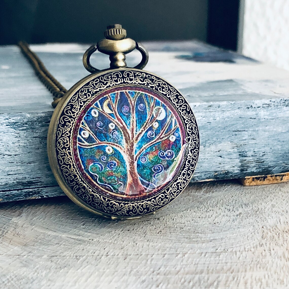 Pocket Watch Tree of Lifewatchgreen Treereligionwedding - Etsy