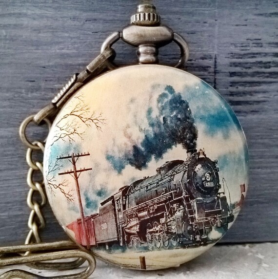 Pocketwatchsteampunk Pocket Watchvintage Train Train | Etsy
