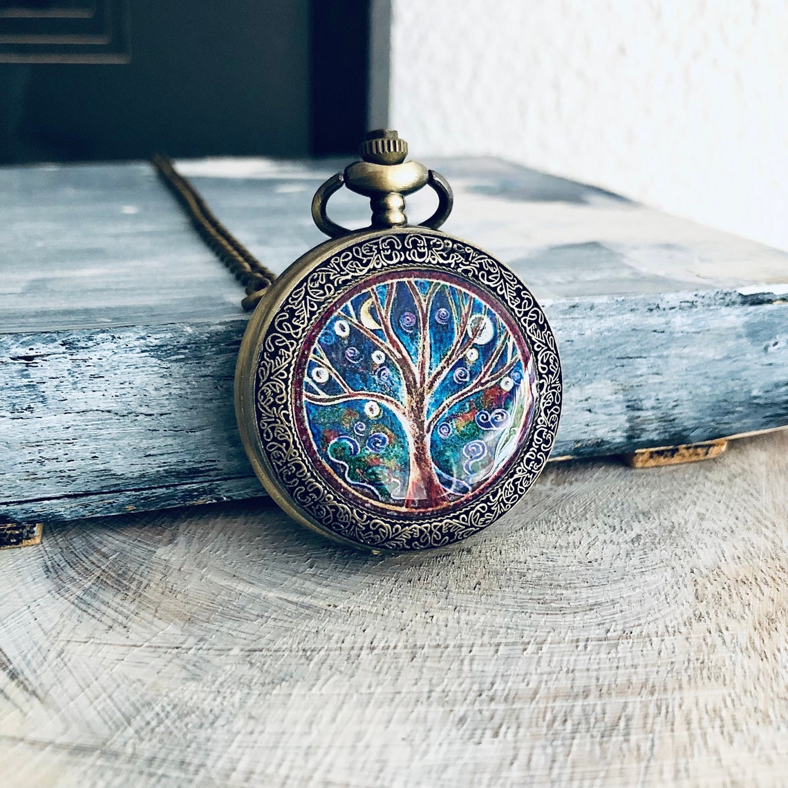 Pocket Watch Tree of Lifewatchgreen Treereligionwedding - Etsy