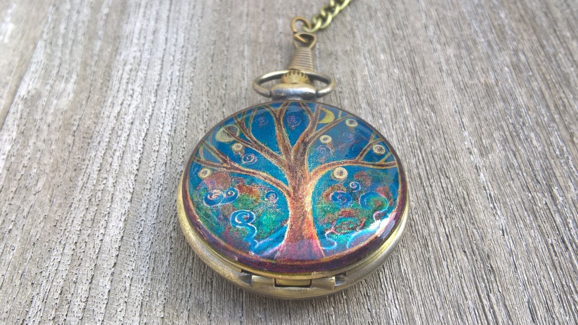 Pocket Watch Tree of Lifewatchgreen Treereligionwedding | Etsy