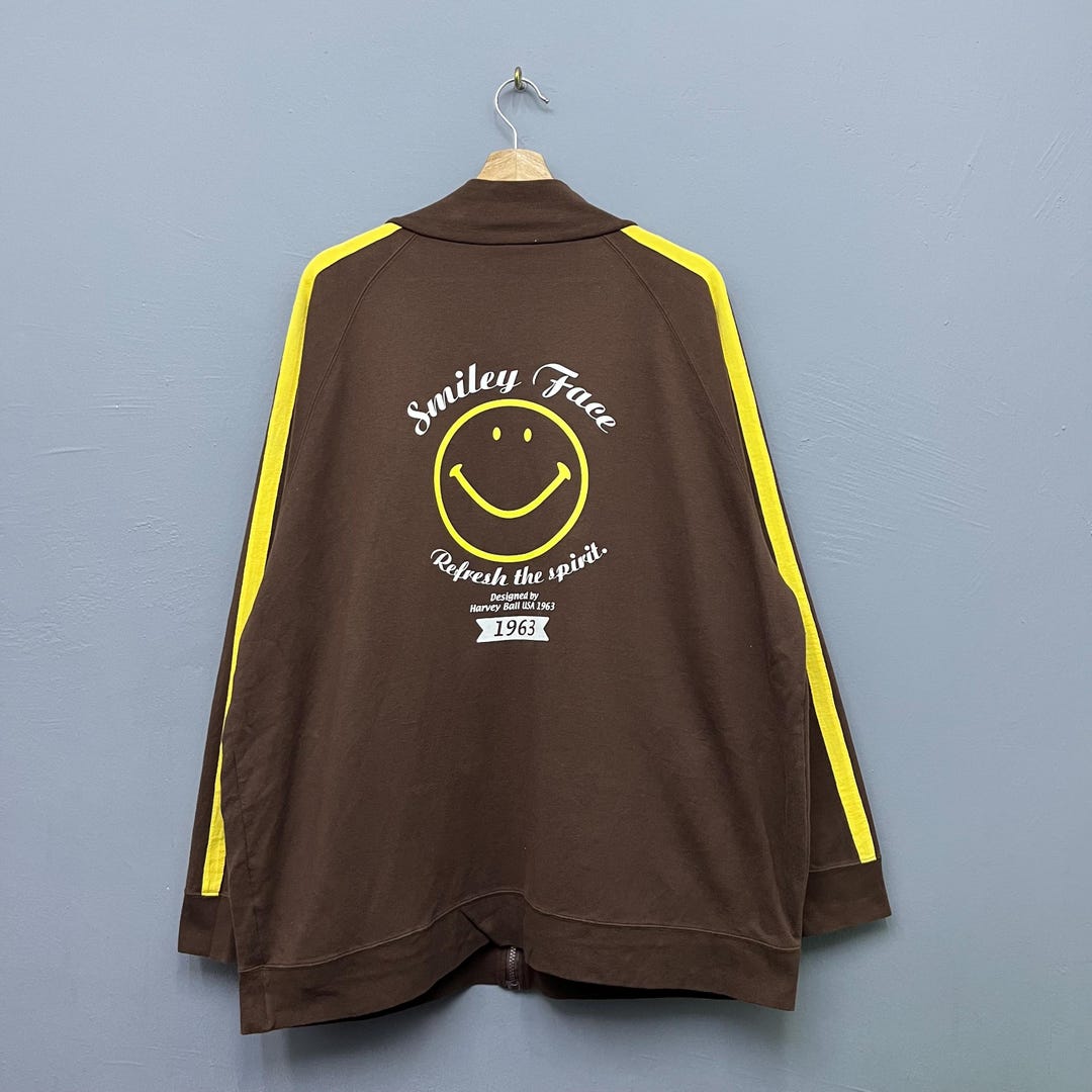 Vintage Harvey Ball Smiley Face Track Jacket Size XL Oversized - Etsy