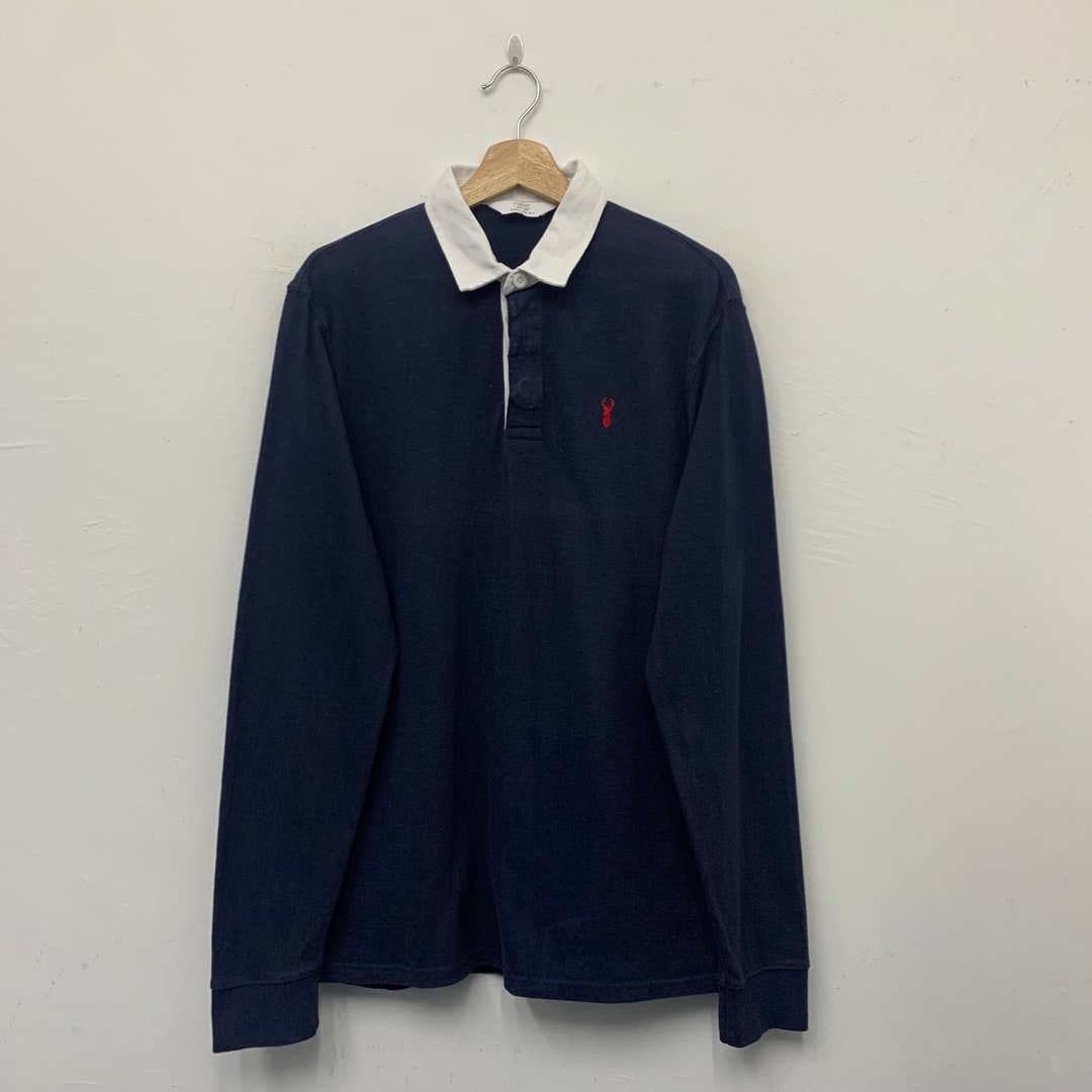 Next Shirt Next Regular Fit Navy Blue Plain Solid Rugby Shirt Size ...