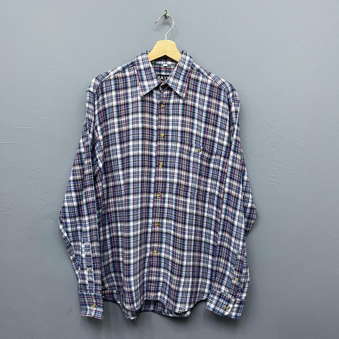 Vintage Mayne Plaid Tartan Checkered Button Down Shirt Size Large - Etsy UK