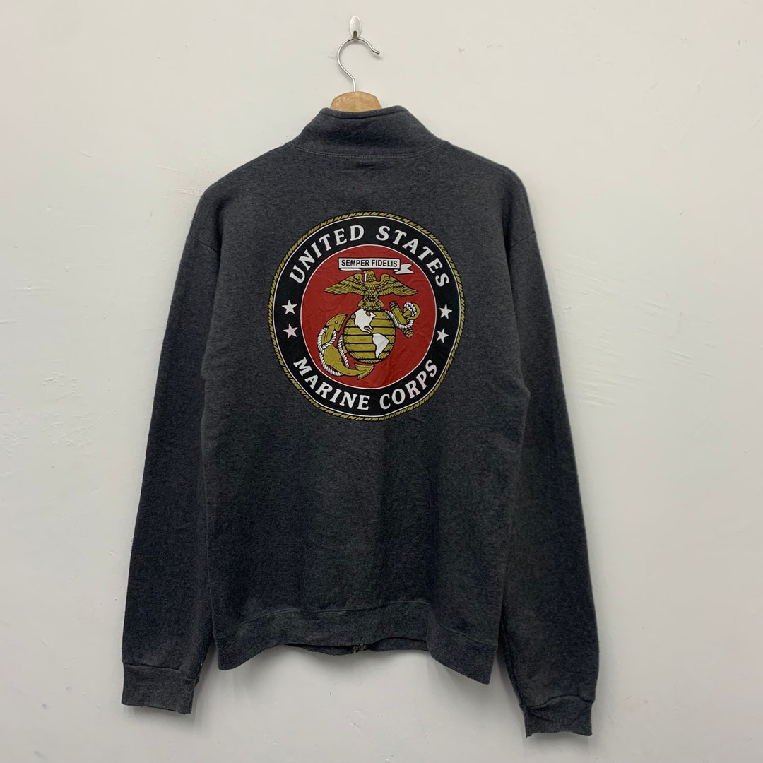 USMC Sweater Jacket United States Marine Corps USMC Full Zip Sweater ...