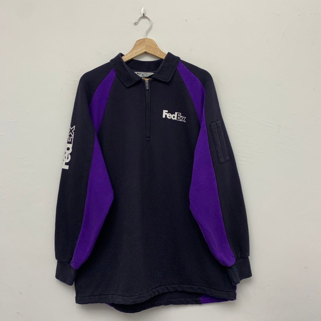 Fedex Sweatshirt Vintage Fedex Express Half Zip Collared Uniform ...