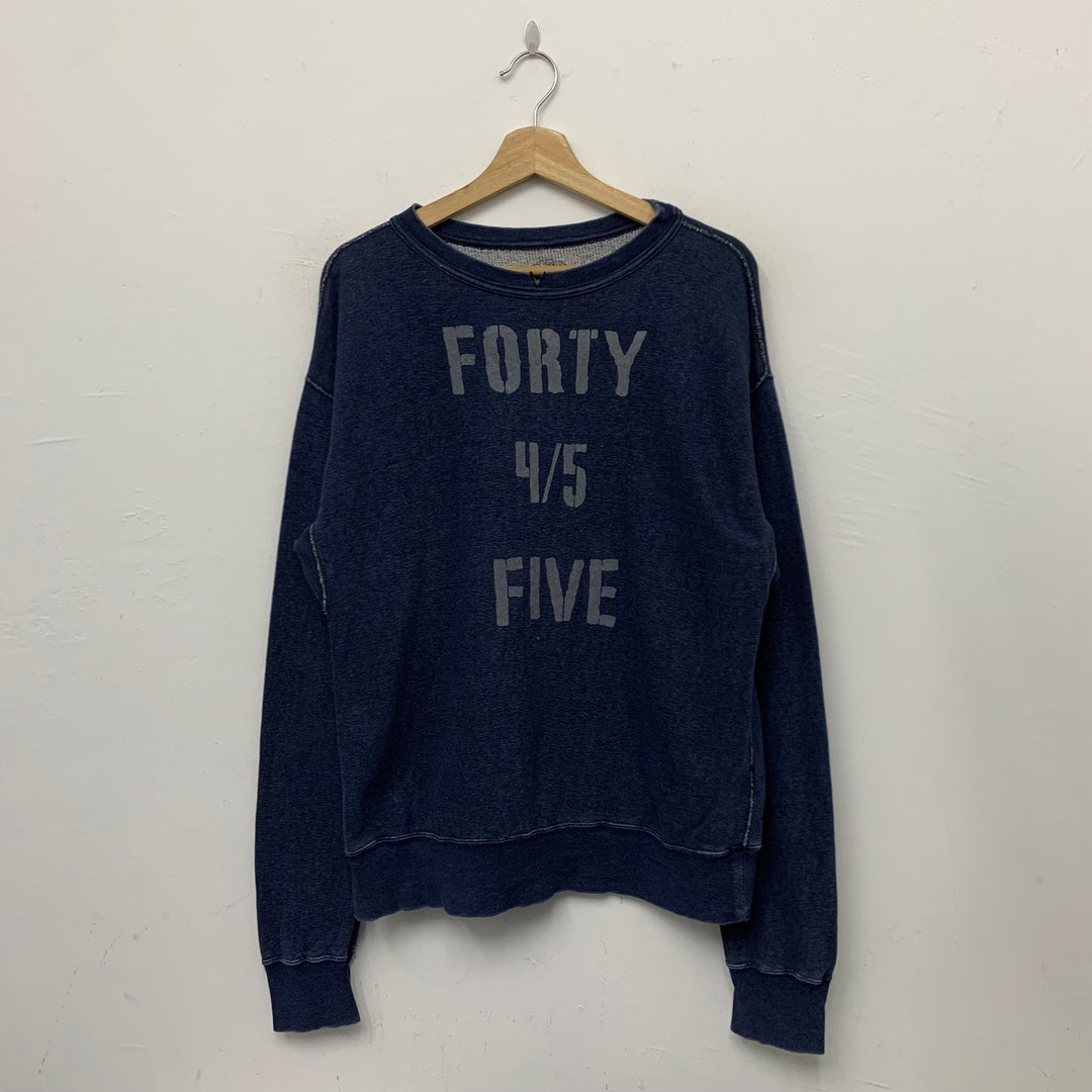 45rpm Japanese Brand Indigo Dyed Fabric Pullover Crewneck Sweatshirt Size Large 45 Rpm Made in ...