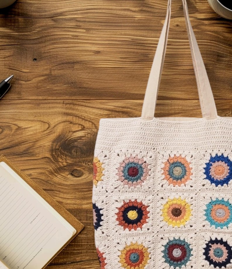 Granny Square Crochet Tote Bag - Etsy
