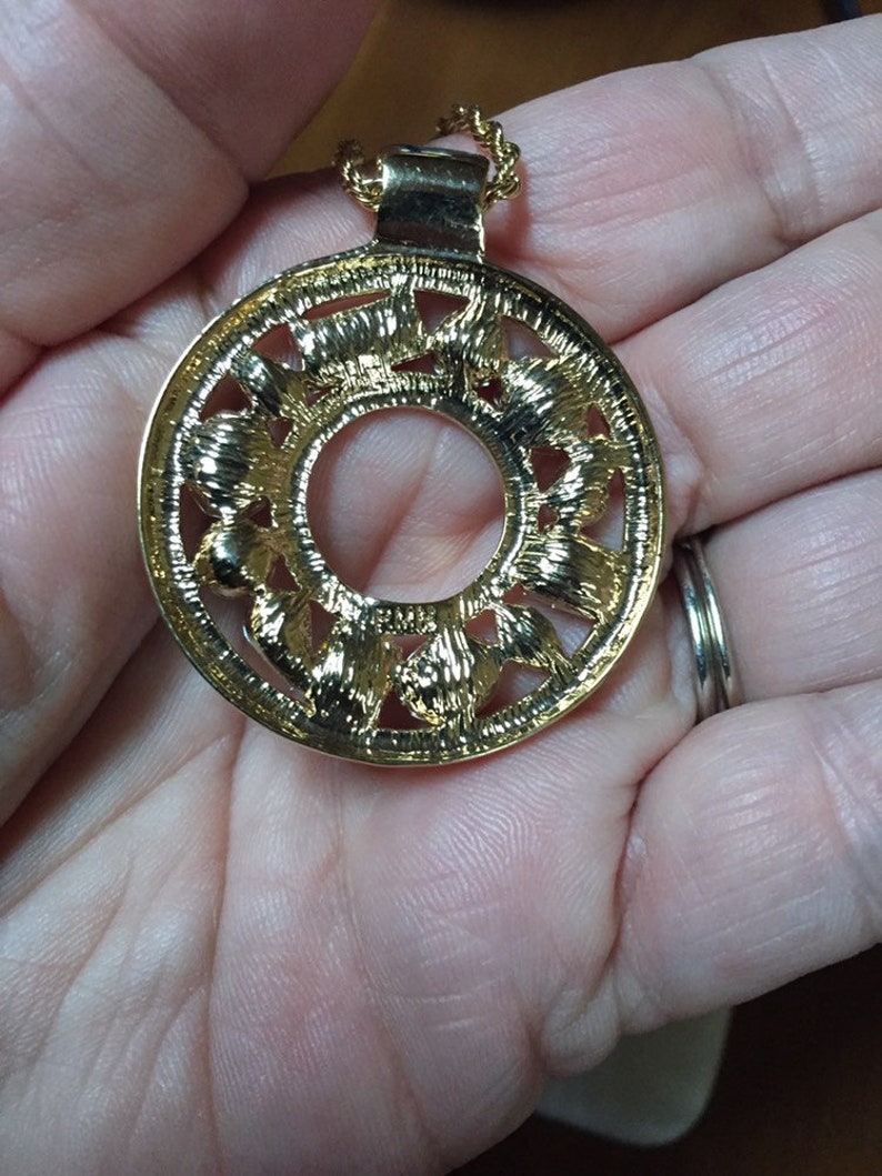 RMN Gold Tone and Yellow Rhinestone Pendant RMN Rhinestone - Etsy