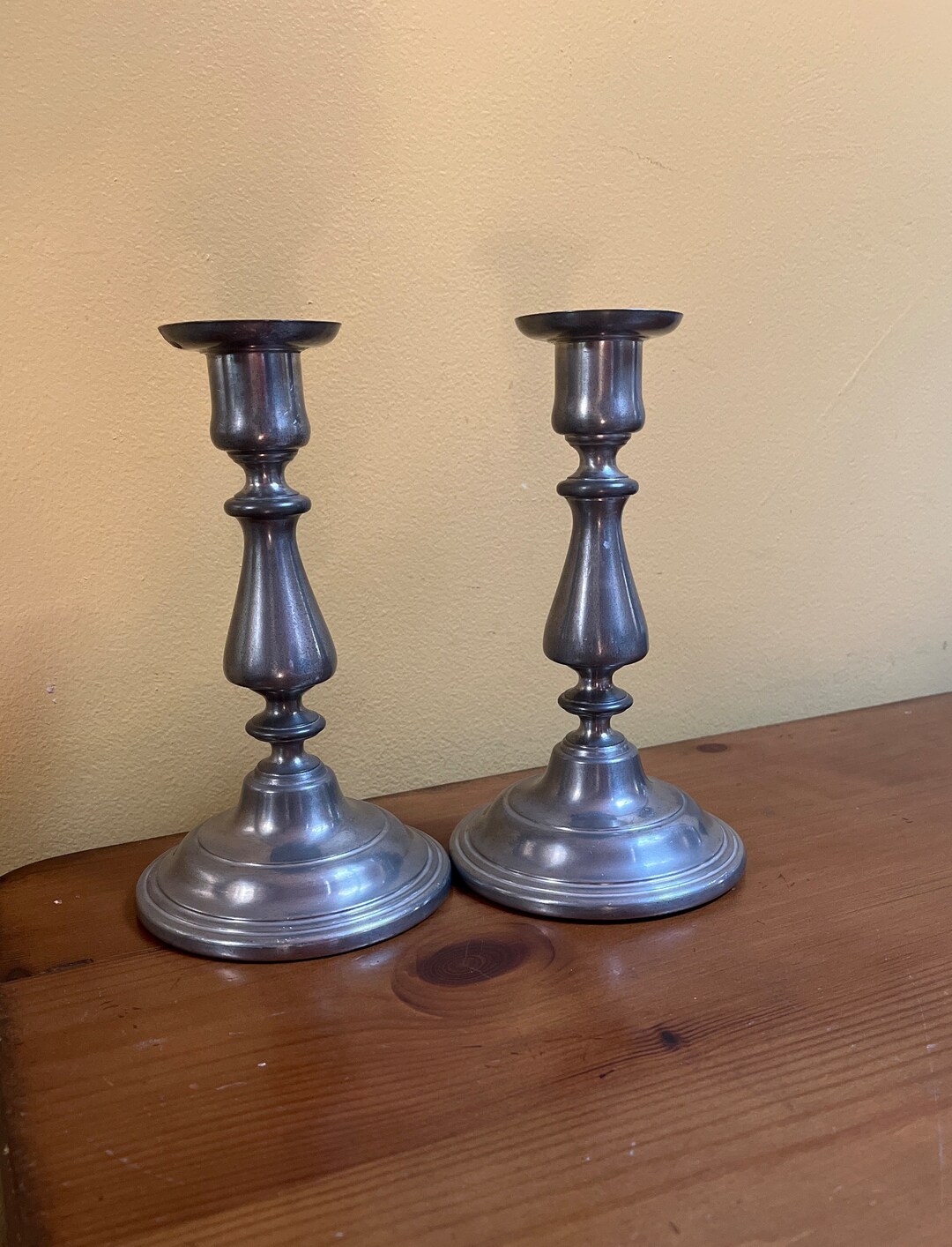 Set of 2 Tall International Pewter Candlesticks - Etsy