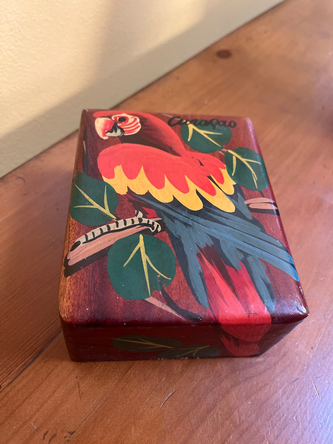 Hand Painted Colorful Parrot Trinket Box - Etsy