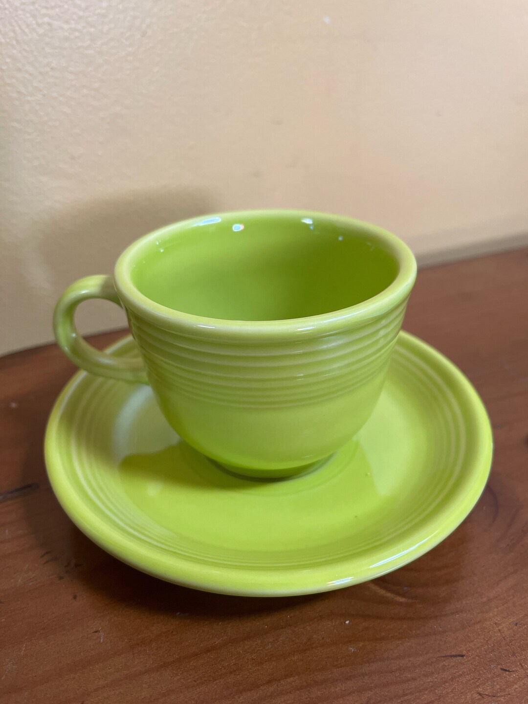 Chartreuse Fiestaware Cup and Saucer - Vintage Birght Green Fiesta Ware ...
