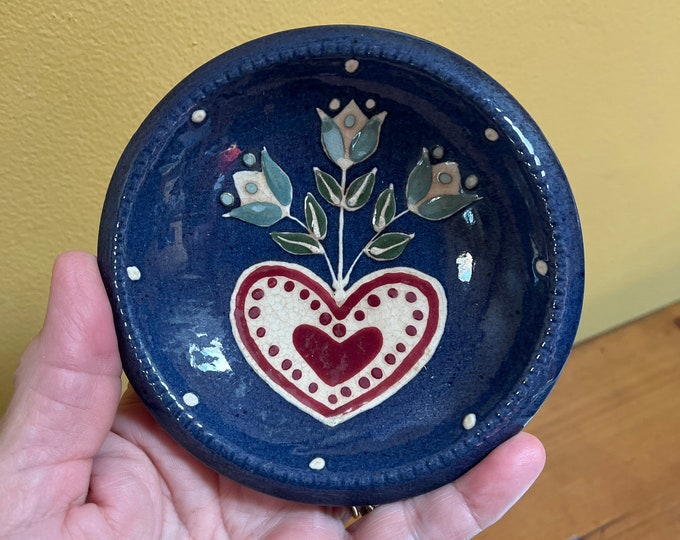 Earthen Vessel Potters Small Heart Flowers Bowl - Jean Mcdowell - Etsy