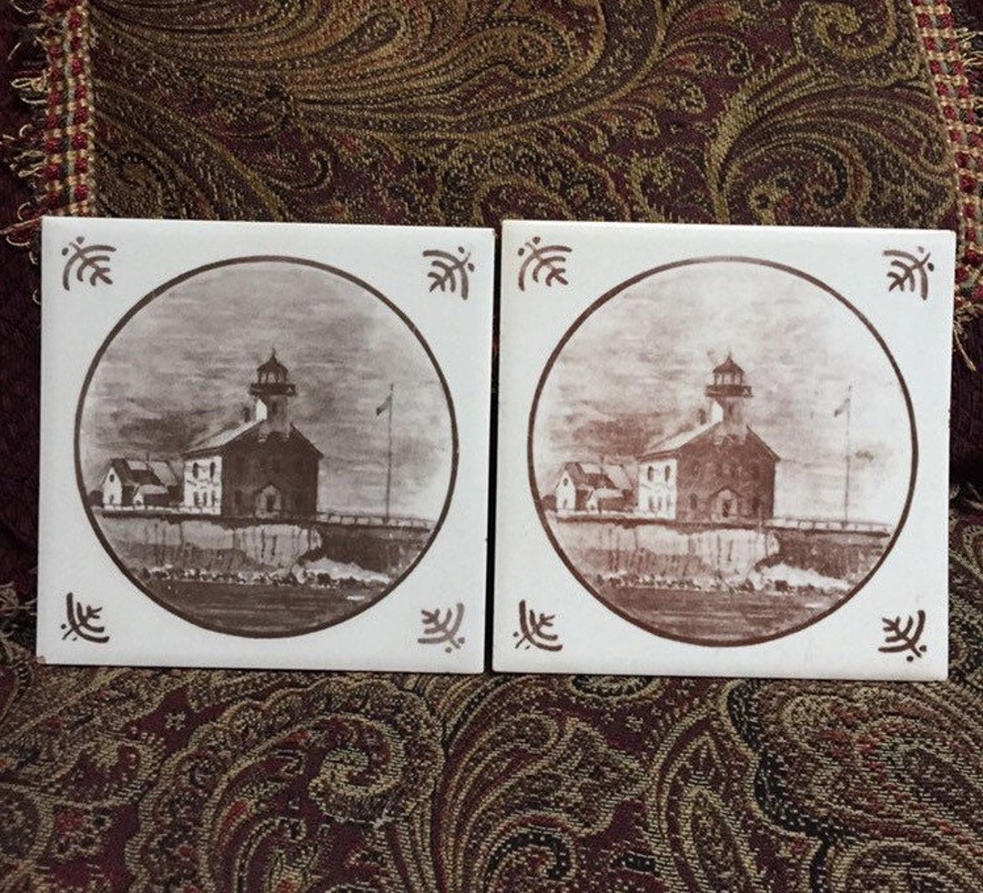 Wheeling Cushion Lighthouse Tiles - Set of 2 - Etsy
