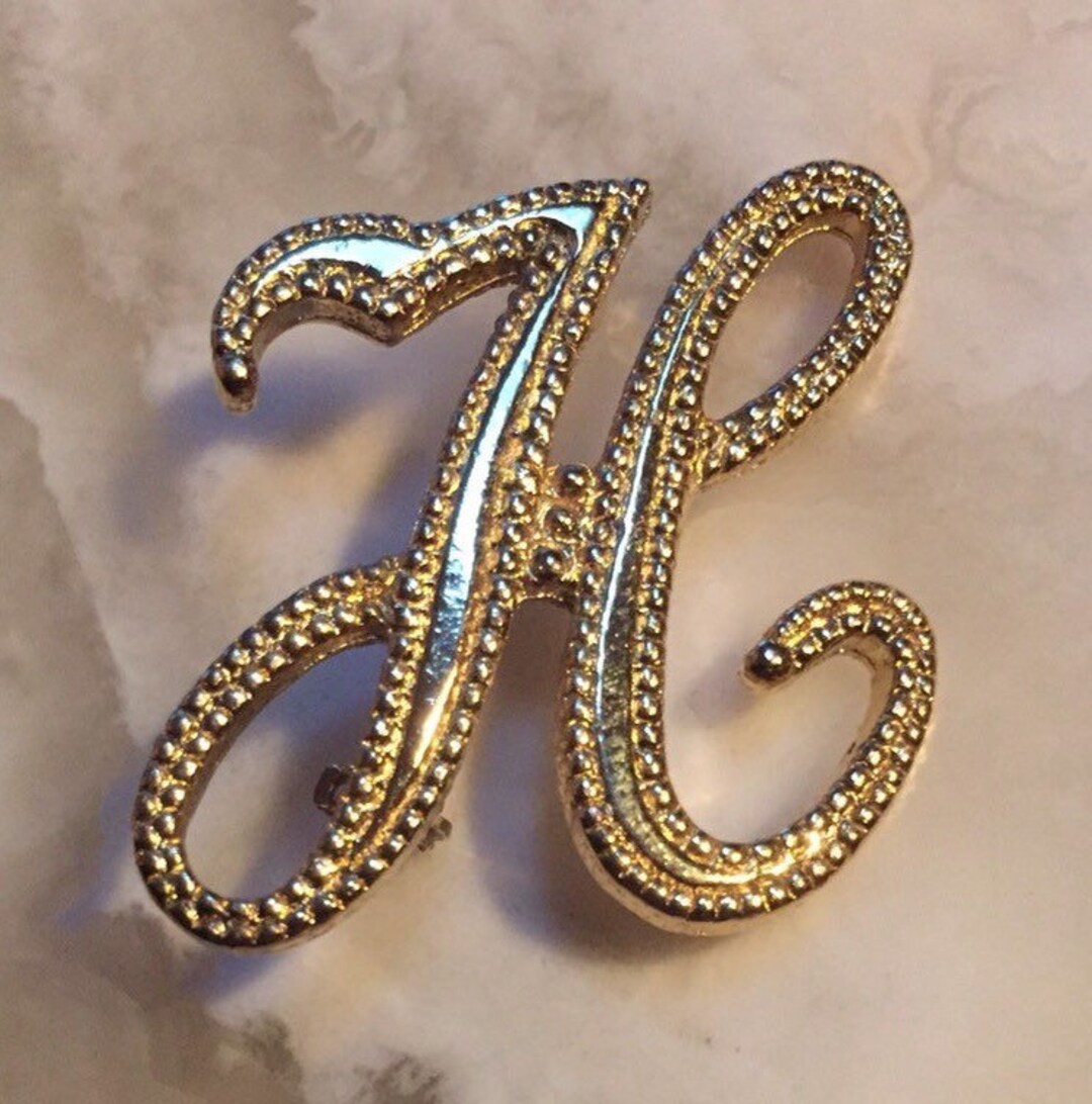 Gerry's Gold Tone Script Initial H Pin - Etsy