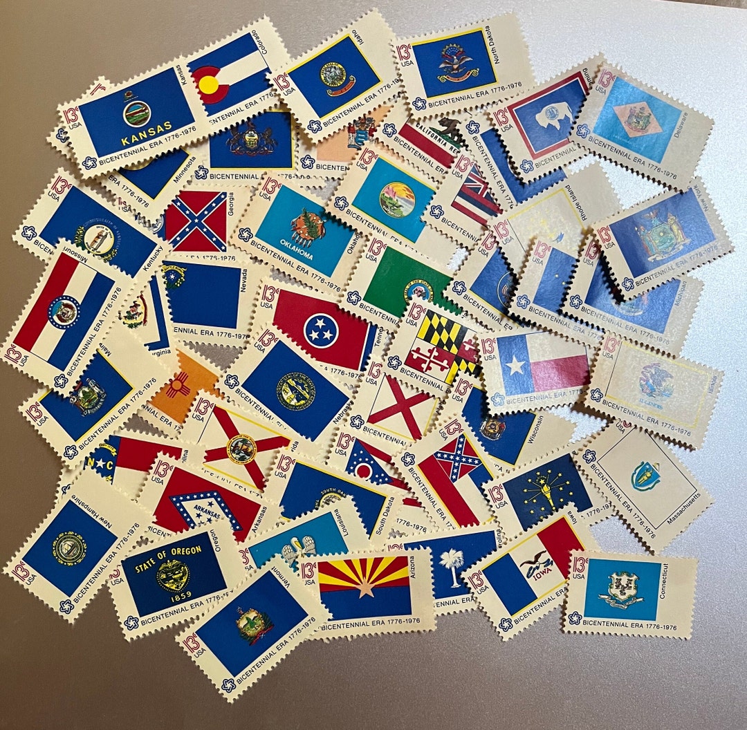 50 Uncancelled United States State Flag Stamps Bicentennial Era - Etsy