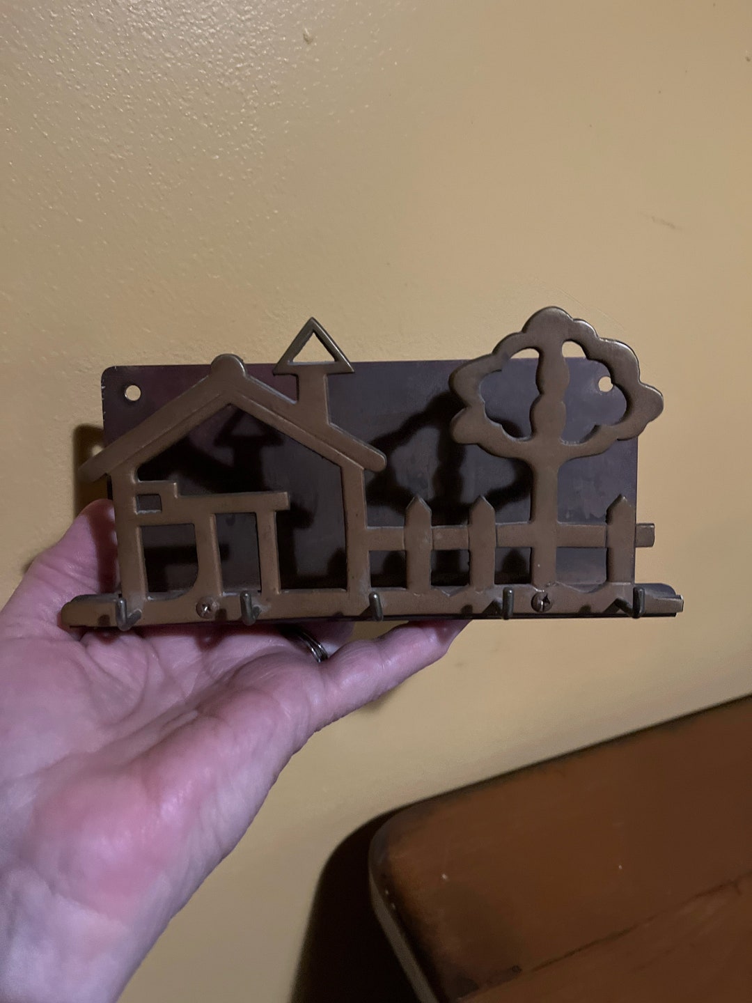 Vintage Brass Key & Letter Holder - Wall Brass Key Holder - Etsy