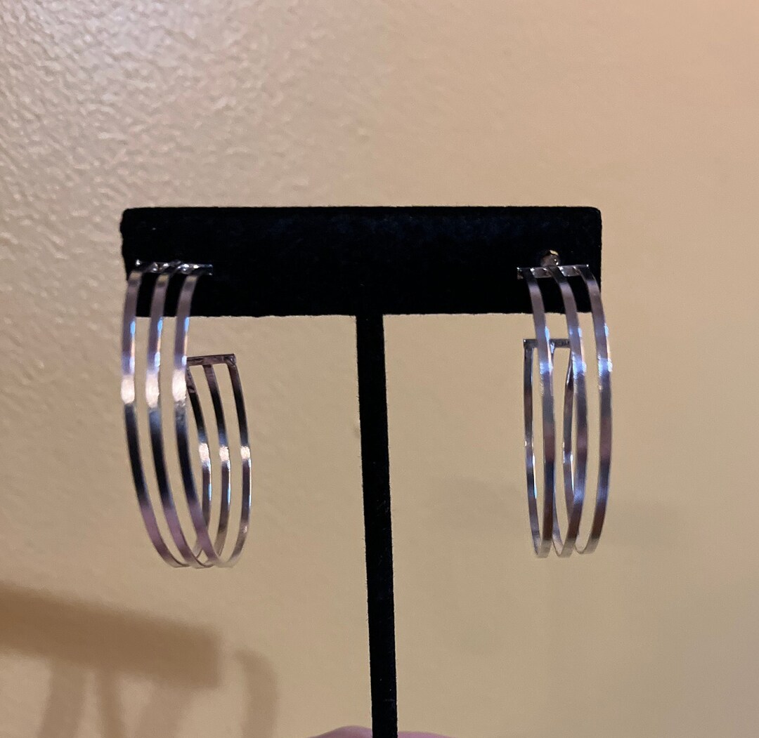 925 Silver Hoop Push Back Earrings - Etsy