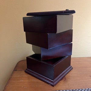 4 Compartments Wooden Swivel Jewelry Box - Etsy