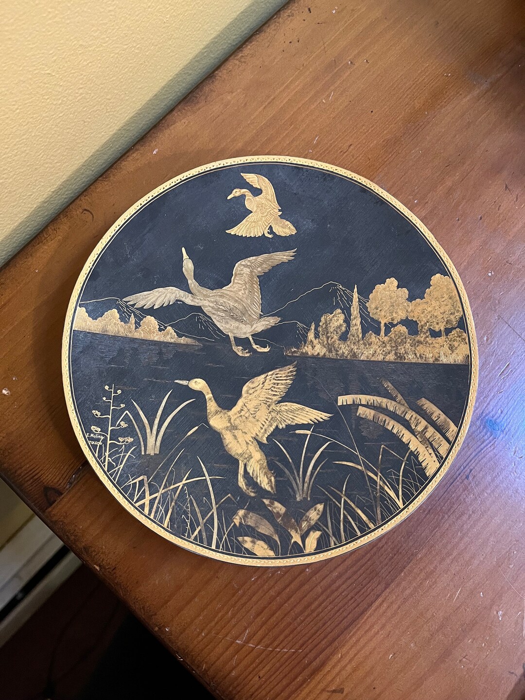 Vintage Damascene Flying Duck Plate - Etsy