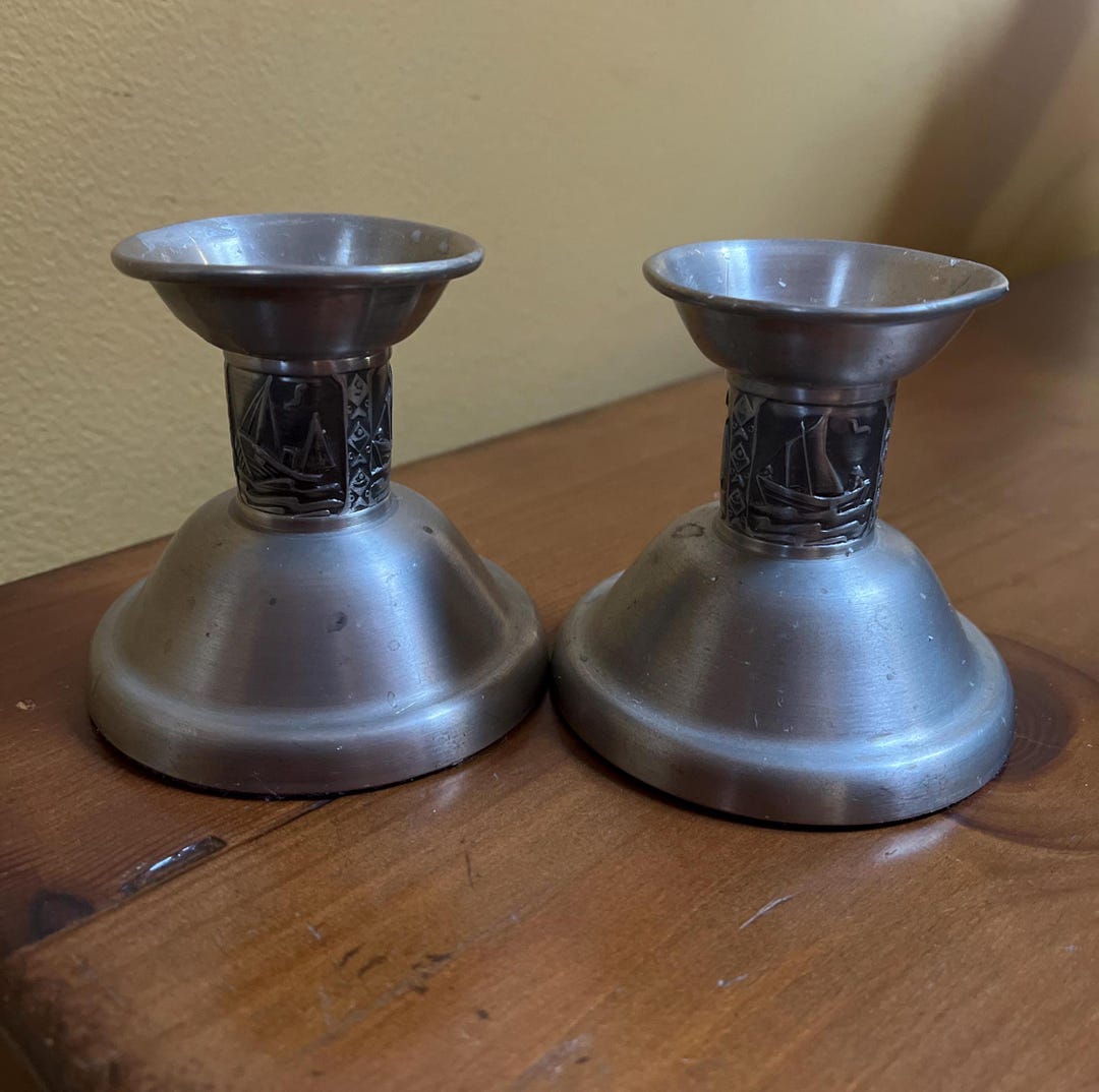 Pair of Pewter Candlesticks - Norway - Etsy