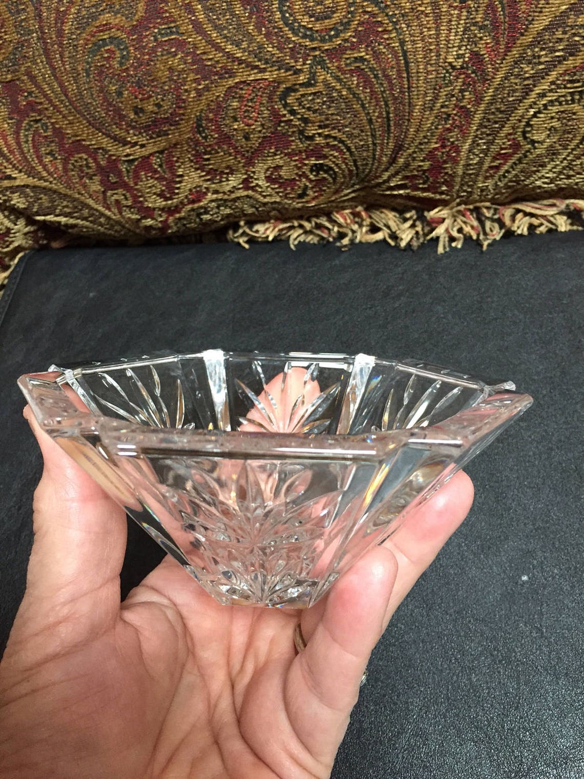 Unique Crystal Glass Candy Dish or Small Condiment Bowl - Etsy