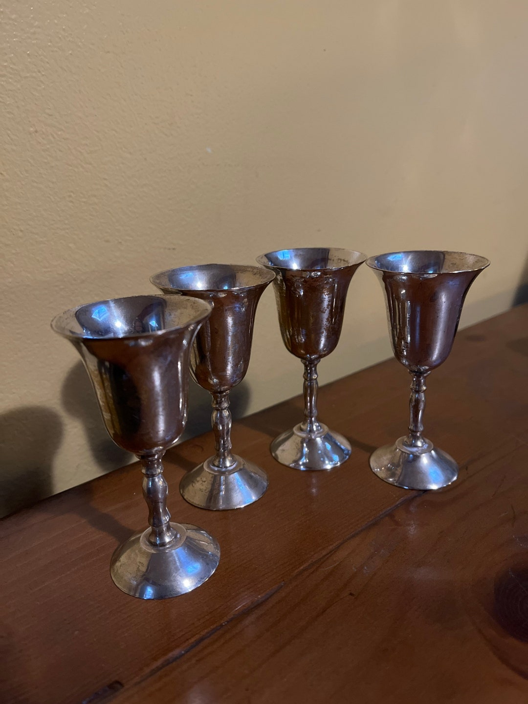 4 Silver Plated Cordial Cups - Etsy