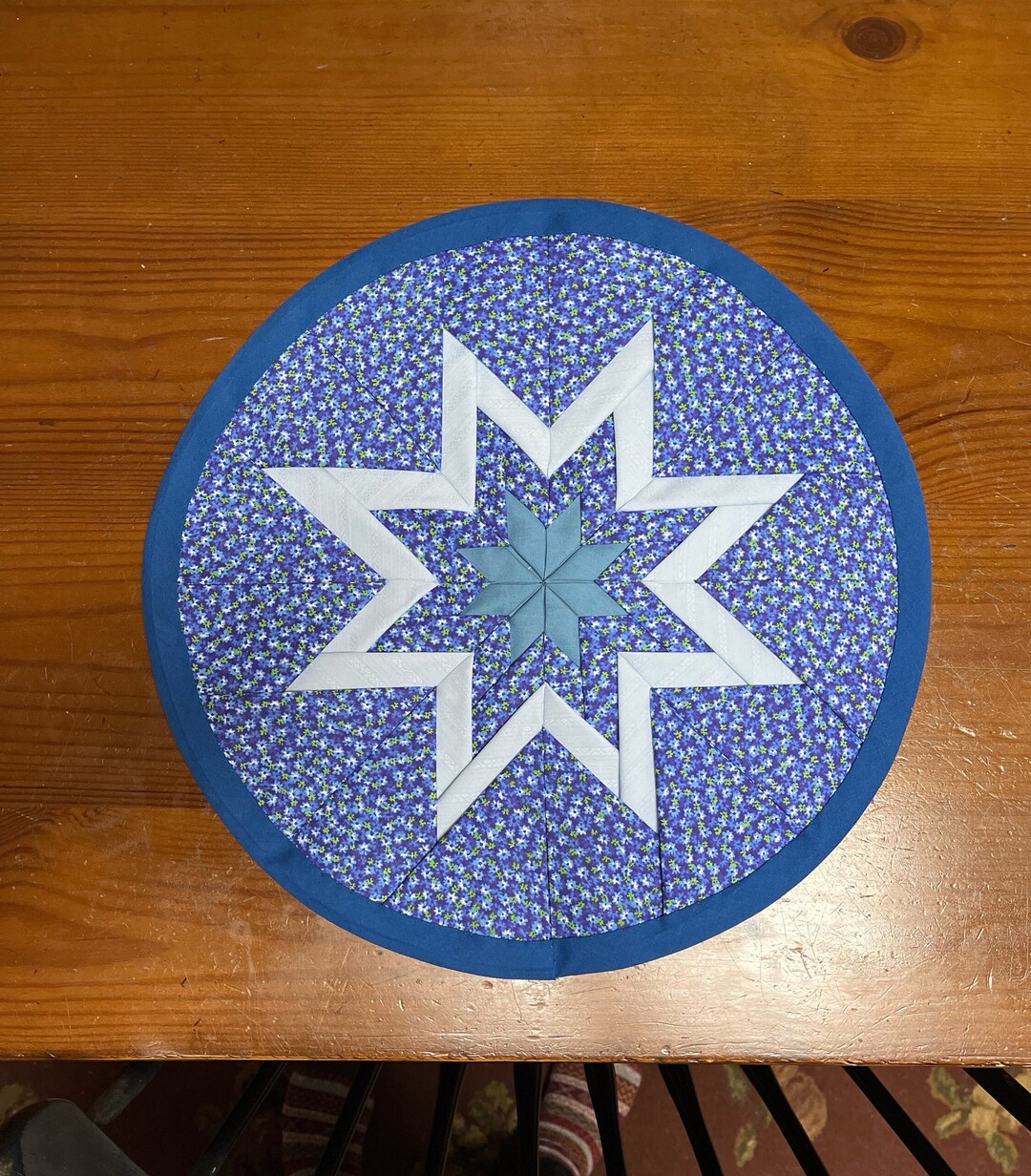 Quilted Folded Star Shades of Blue Table Topper 14 1/2 Diameter - Etsy