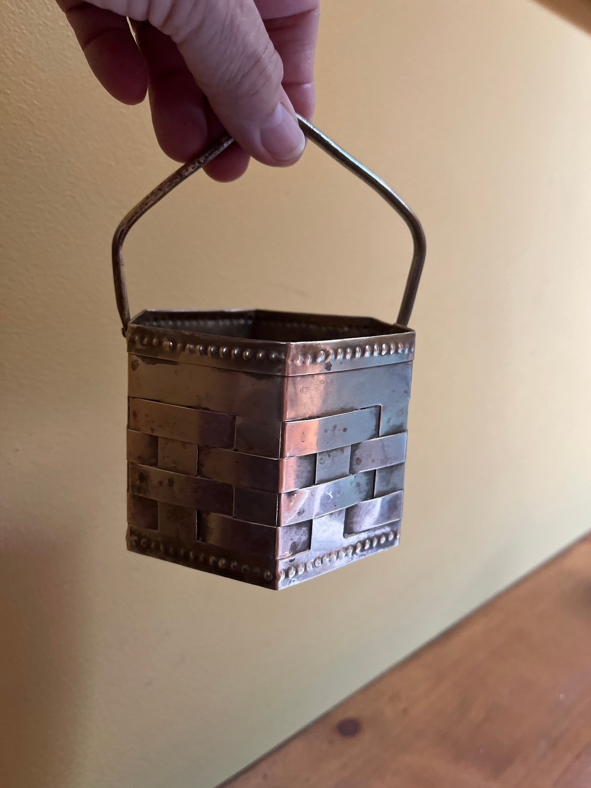 Hexagon Woven Brass Basket Vintage Brass Basket - Etsy