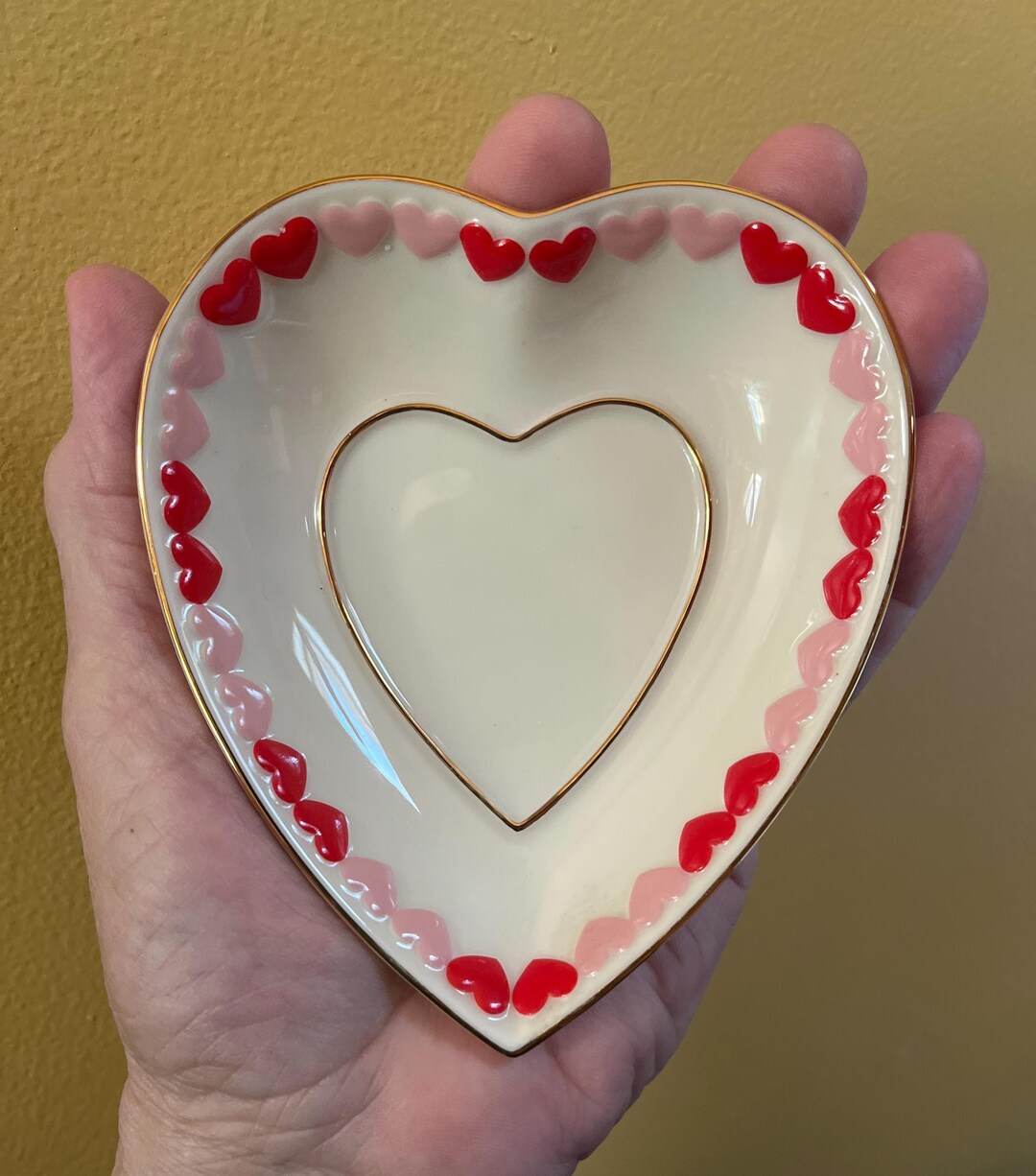 Lenox Red and Pink Heart Bowl - Small Lenox Heart Dish - Etsy