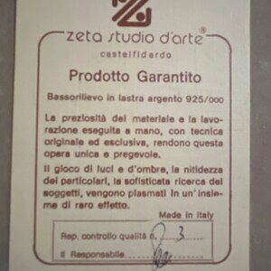 Zeta Studio D’arte Prodotto Garantito Sterling Silver and Enamel Wall ...