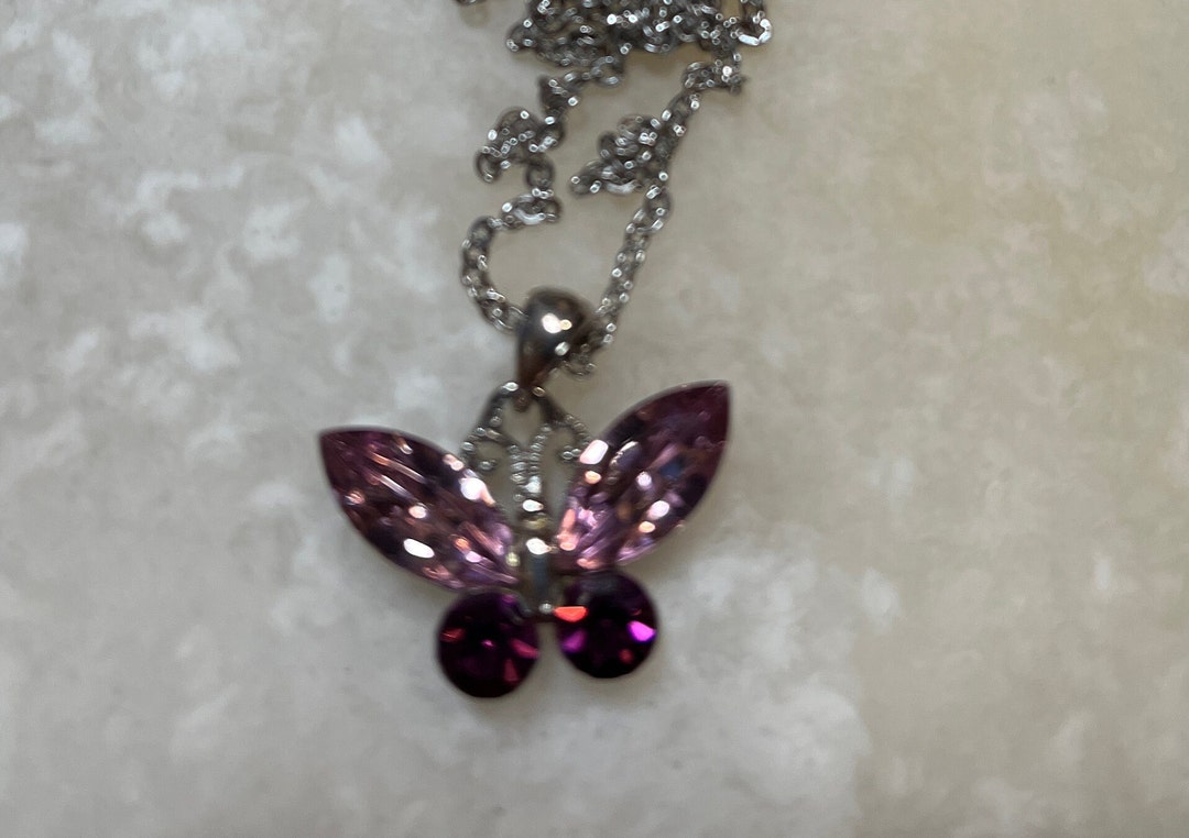 Swarovski Purple Crystal Butterfly Pendant - Etsy