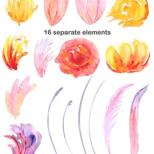 Watercolor Border Clipart Yellow Armful - Commercial Use Clipart Floral ...