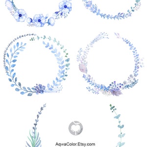 Watercolor Clipart Blue Wreaths – Watercolor Flower Floral Clip Art ...