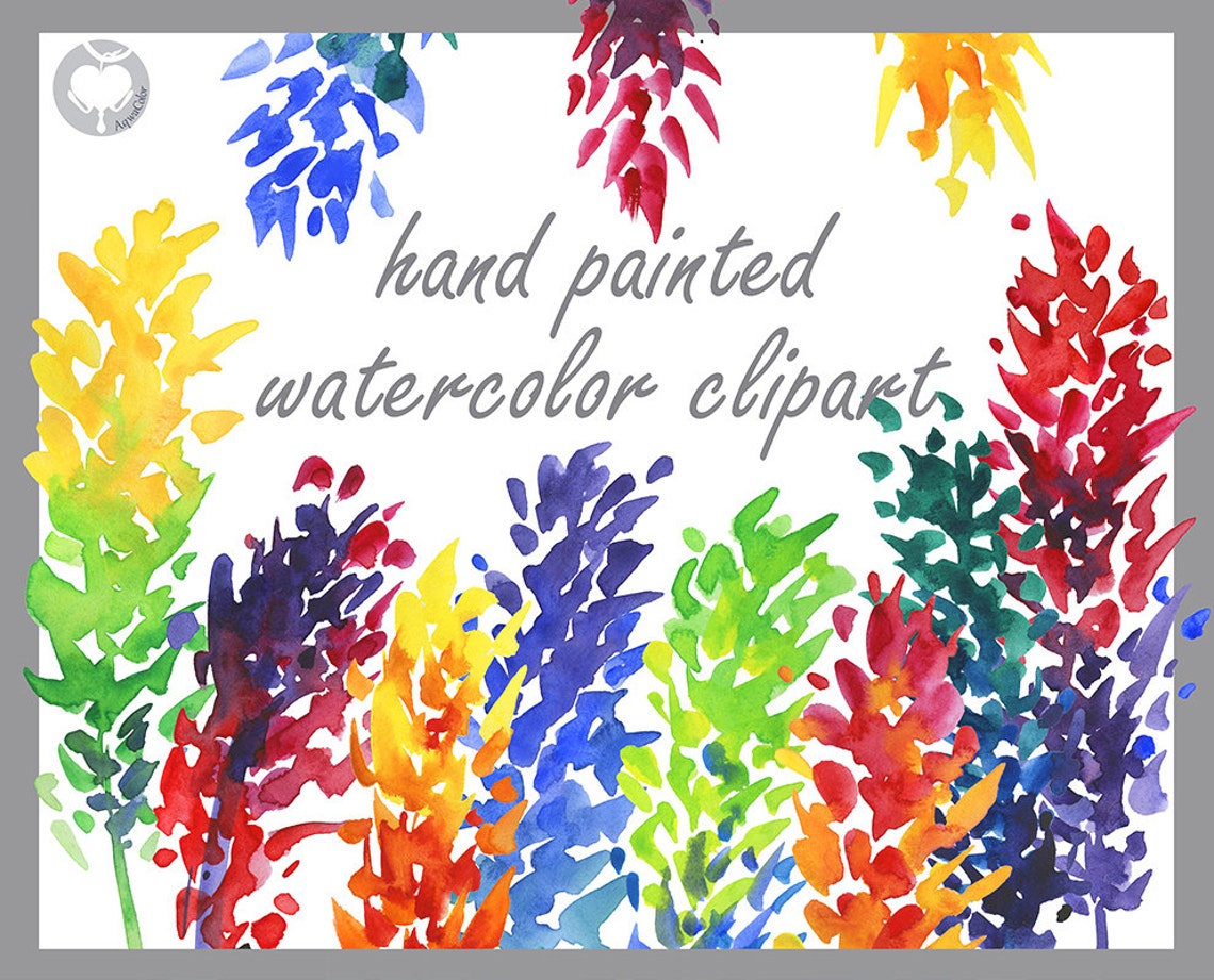 Watercolor Flower Clip Art Bright Flowers - Commercial Use Handpainted ...