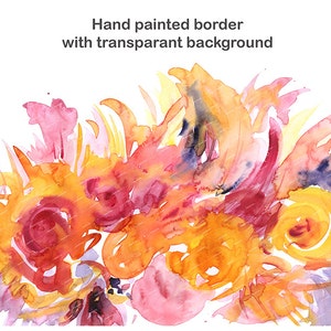 Watercolor Border Clipart Yellow Armful - Commercial Use Clipart Floral ...