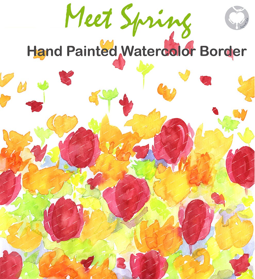 Watercolor Border Clipart Meet Spring Commercial Use Clipart Hand ...