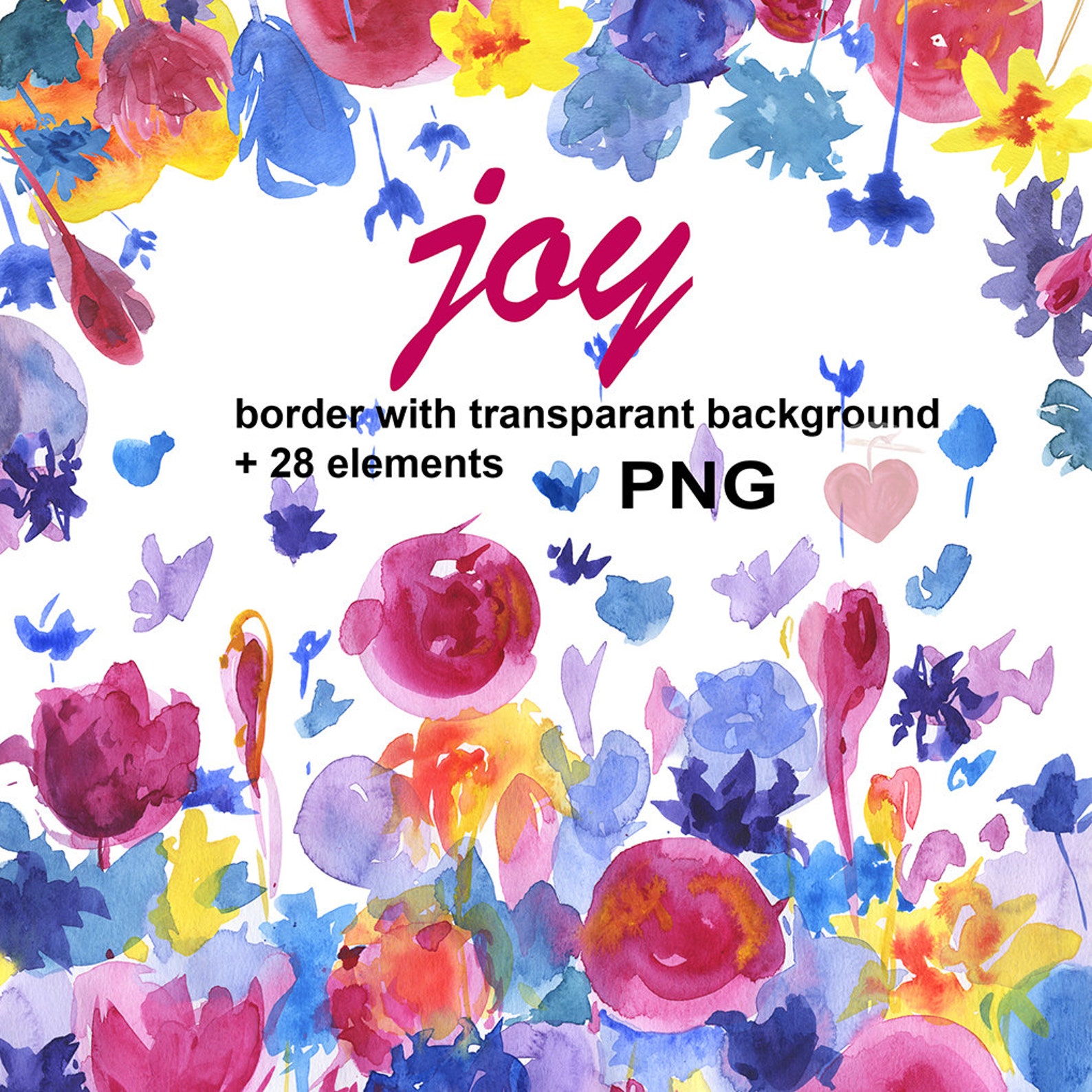 Watercolor Floral Border Clipart Joy Commercial Use Hand-painted ...