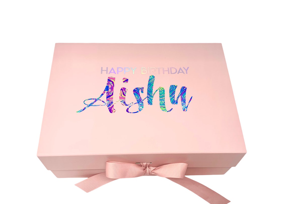 Custom Happy Birthday Gift Box With Name Personalized | Etsy