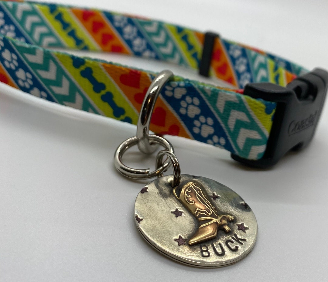 ID Tag, Pet Tag, Tags, Handmade Dog Tag, Pet Supplies, Cowboy Boot Tag ...