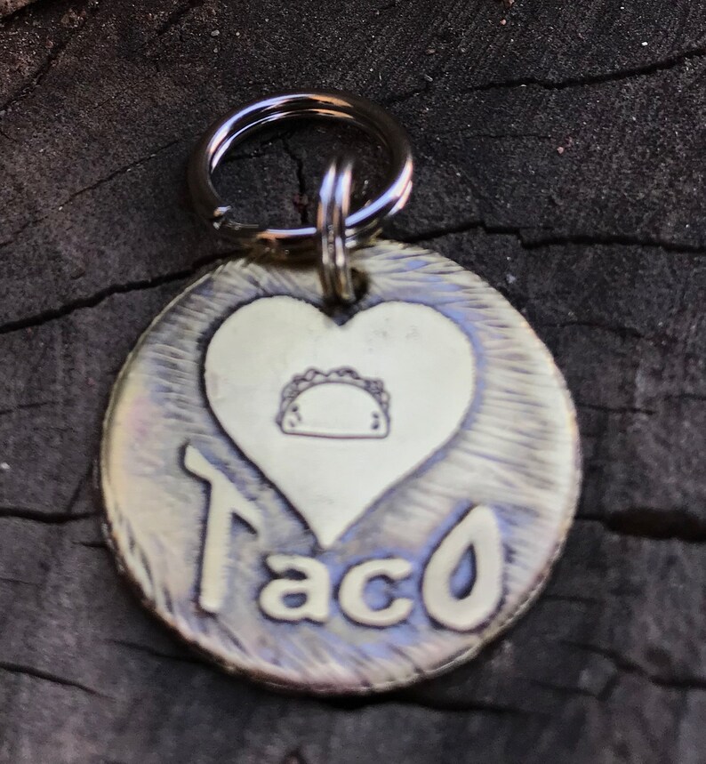 Personalized custom taco Id tag custom pet id tag I heart | Etsy