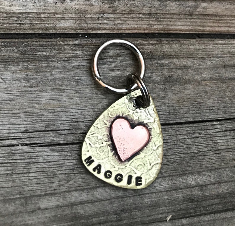 Antiqued Copper Pet Tag Id Tag Identification Keychain - Etsy