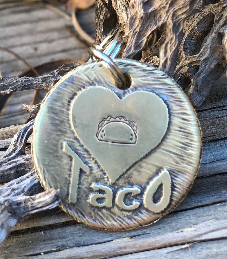 Personalized custom taco Id tag custom pet id tag I heart | Etsy