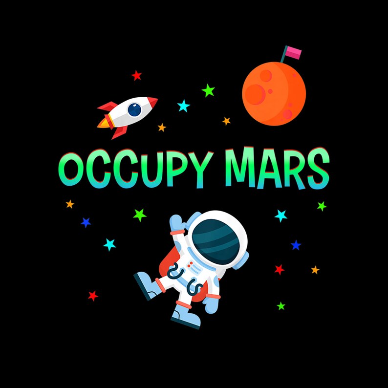 Kids Boy Girl Astronaut Space Age Planet Rocket Ship Occupy Mars PNG - Etsy