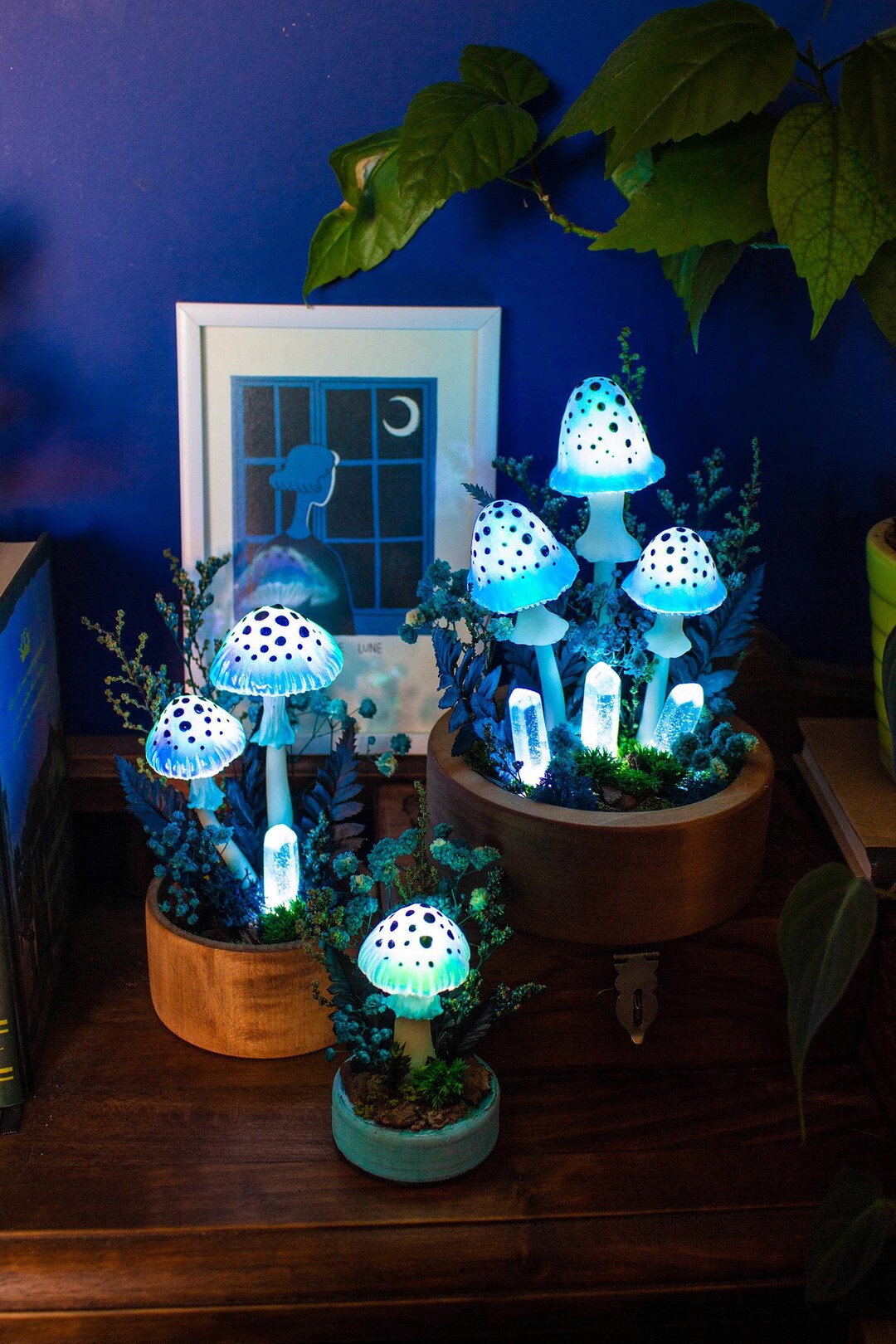 Glowing Mushroom Lamp: Crystal Fungi Light, Fairy Nature Decor - Etsy