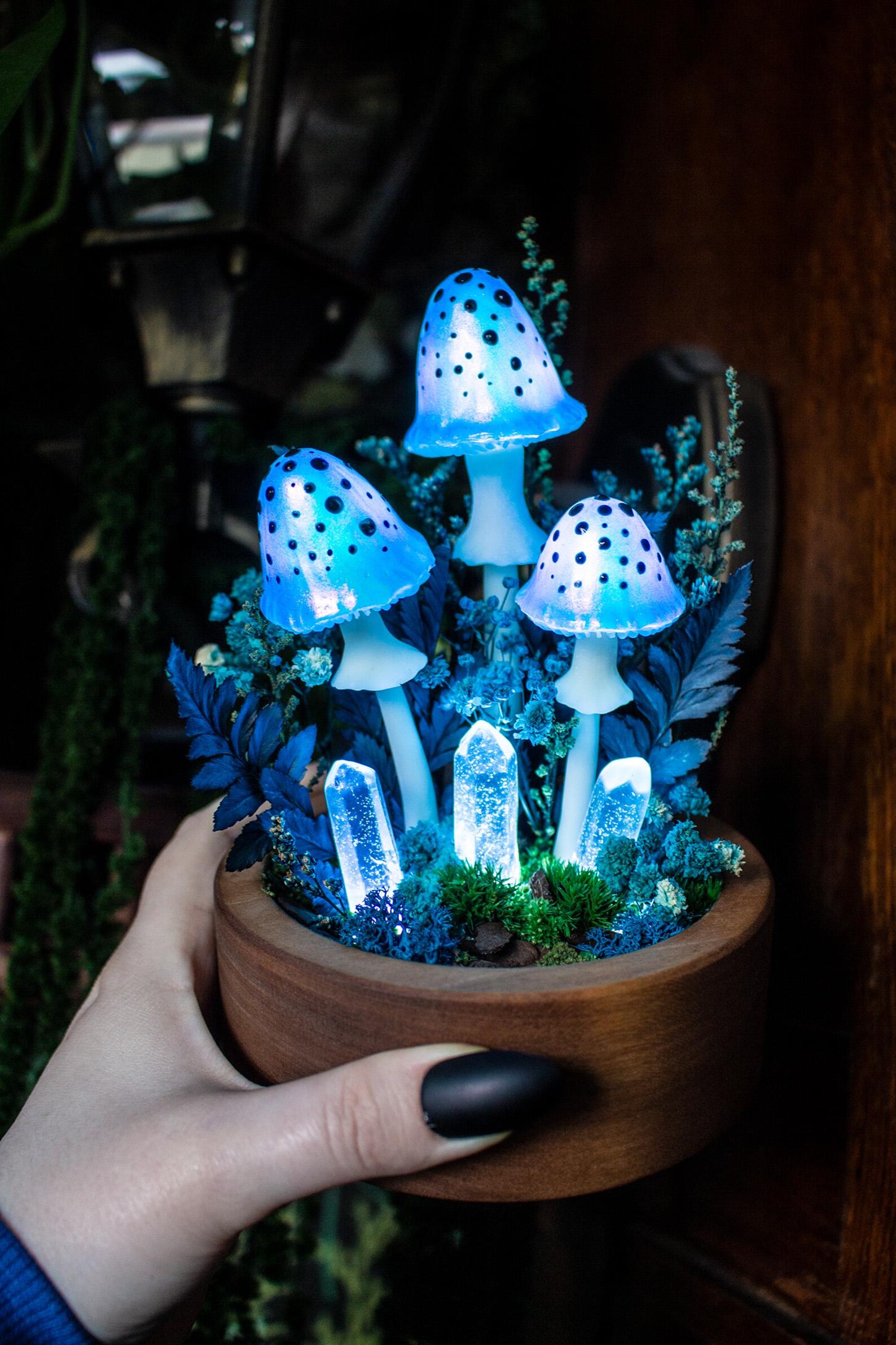 Glowing Mushroom Lamp: Crystal Fungi Light, Fairy Nature Decor - Etsy