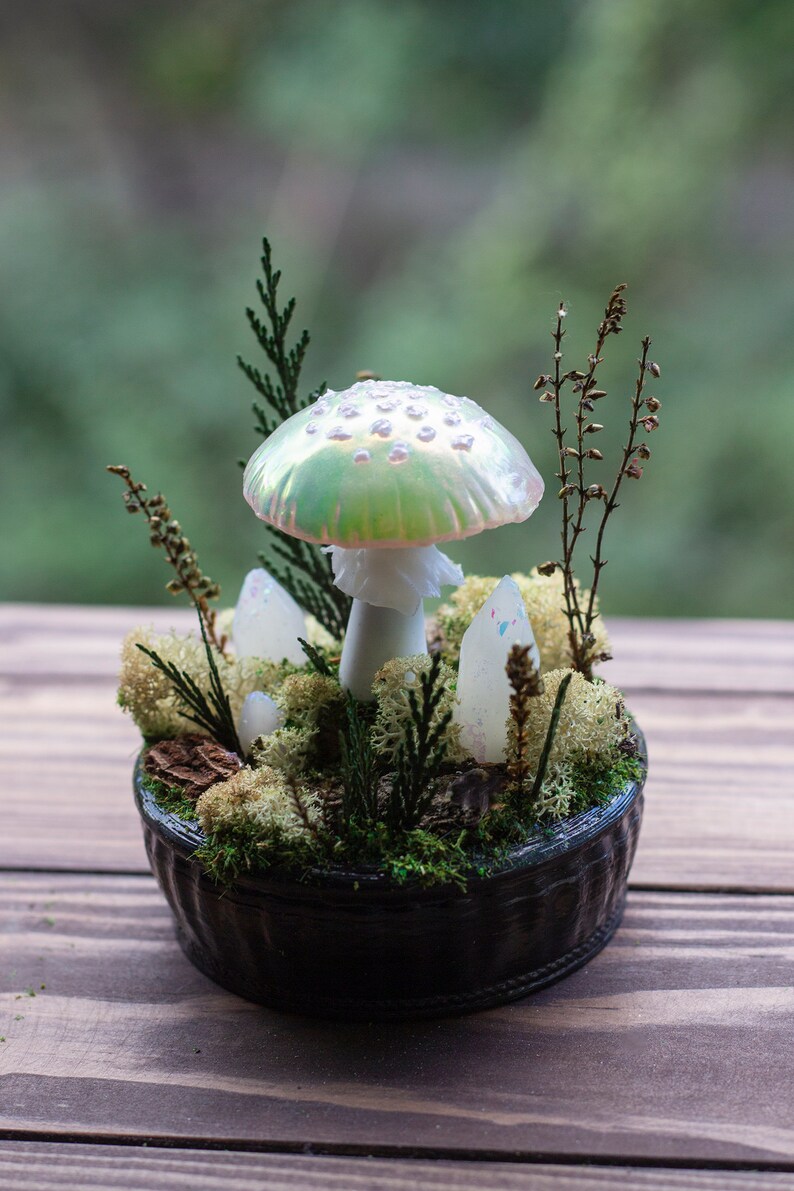 Mushroom Lamp Made To Order Mushrooms With Crystals Etsy
