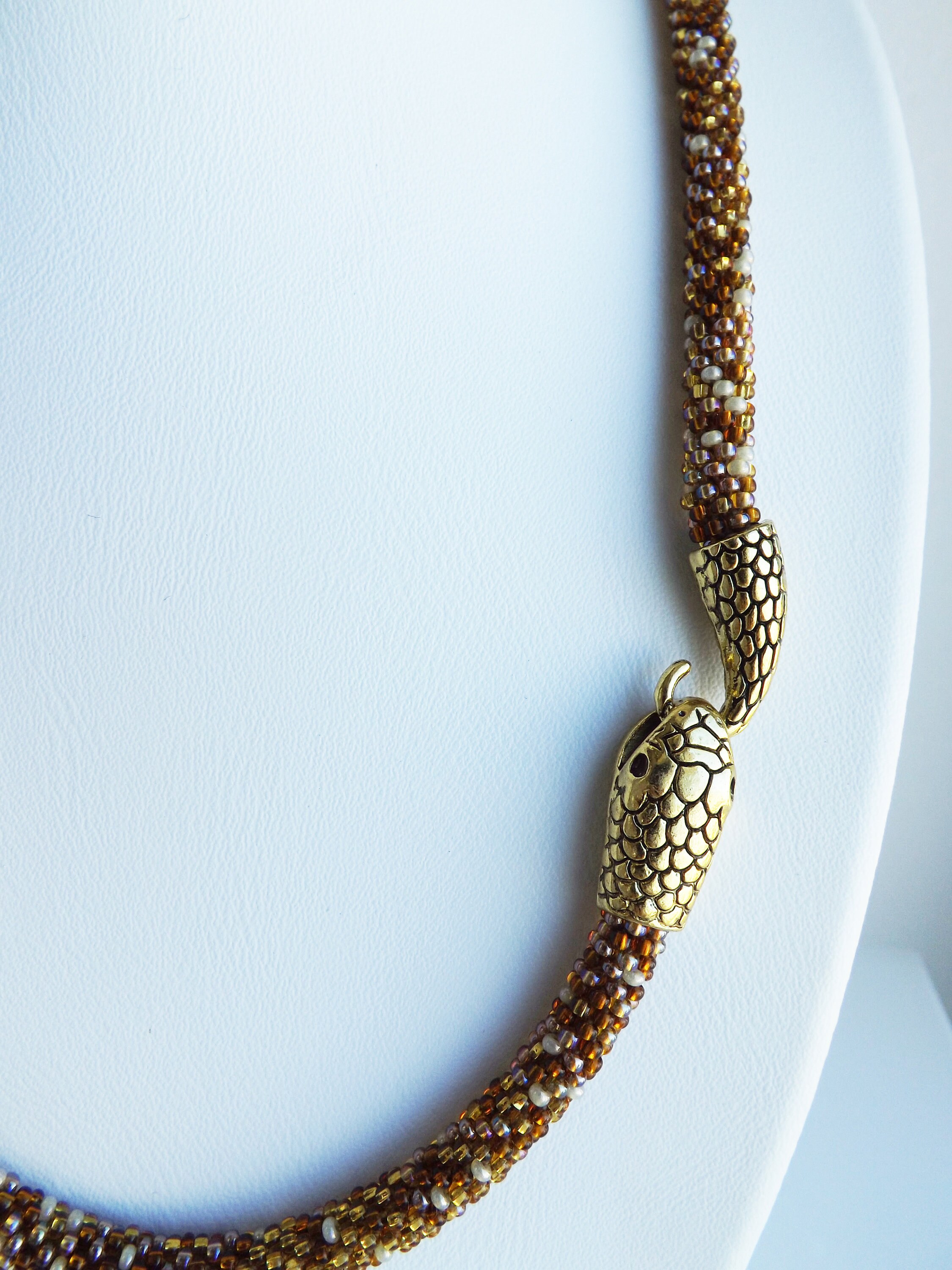 Collar de serpiente de oro joyería de declaración de oro | Etsy Collar de serpiente de oro joyería de declaración de oro | Etsy