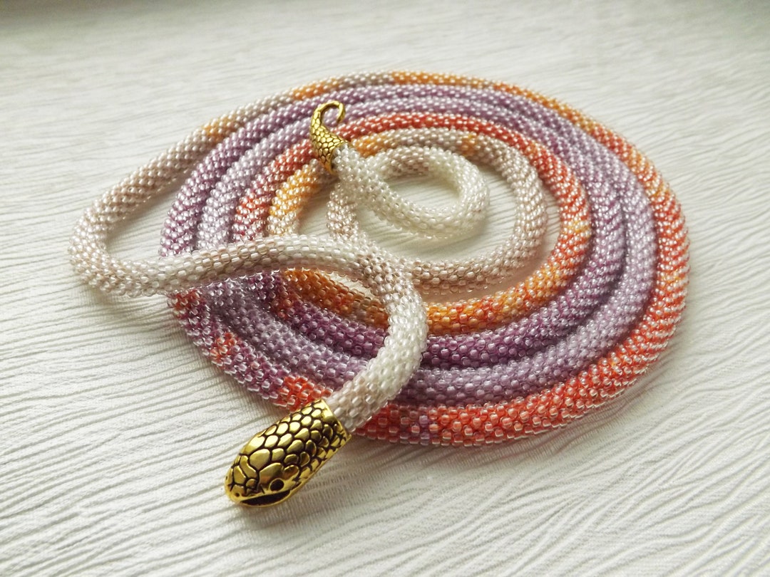 Snake Jewelry Native American Inspired Necklace Bead Crochet Snake ...